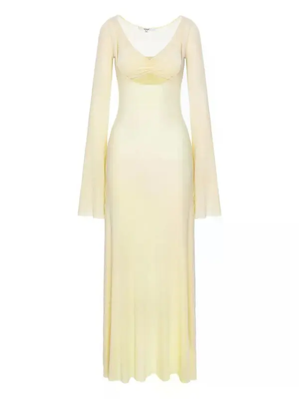 MANURI Nina Flared-detail Maxi Dress - Neutrals