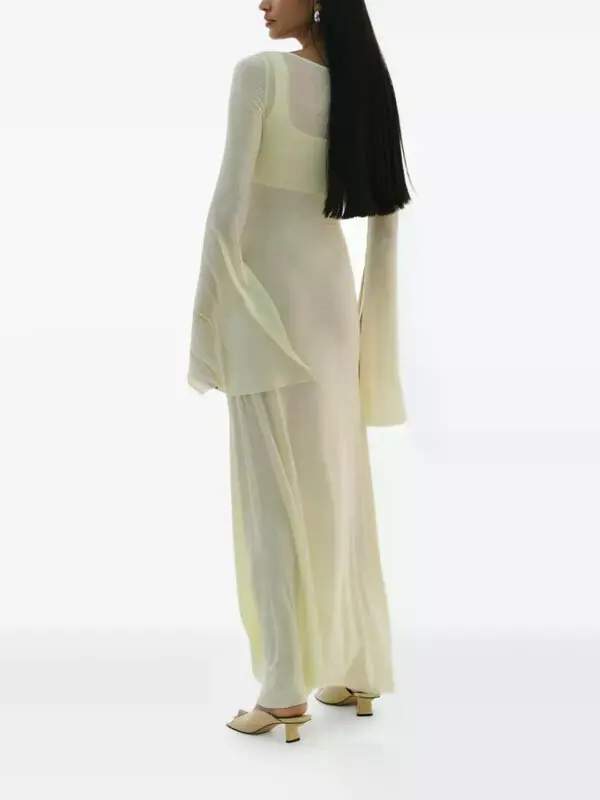 MANURI Nina Flared-detail Maxi Dress - Neutrals