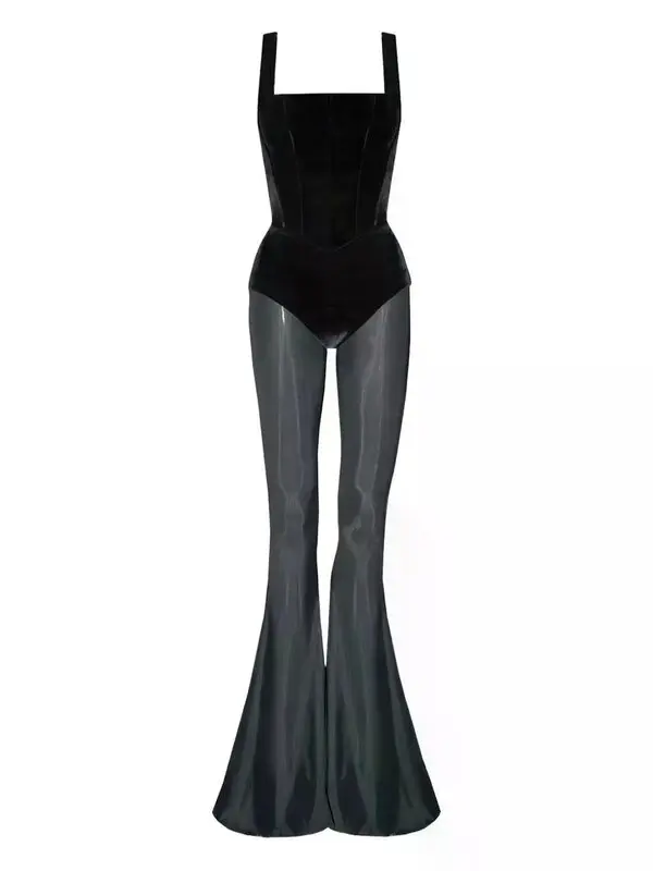 VESTIAIRE D'UN OISEAU LIBRE Velvet Corset Jumpsuit - Black