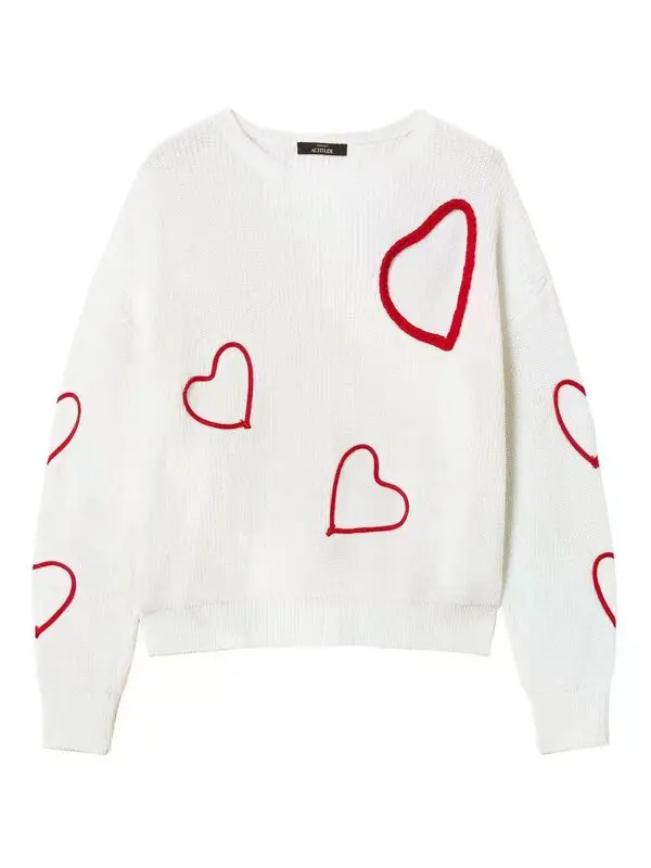TWINSET Embroidered Heart Sweater - White