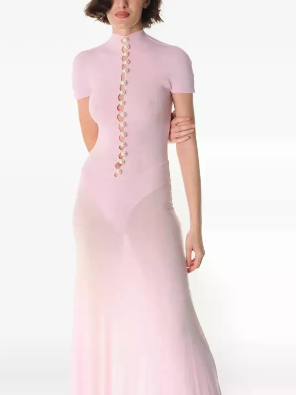 MANURI Button-detail Maxi Dress - Pink