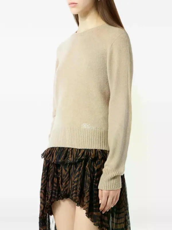 Blumarine Logo-embroidered Sweater - Neutrals
