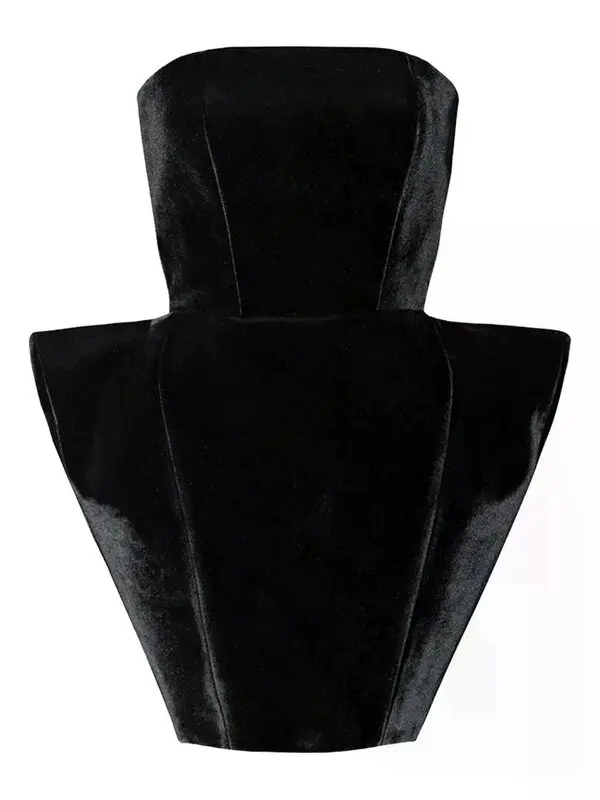 VESTIAIRE D'UN OISEAU LIBRE Sculpted Velvet Mini Dress - Black