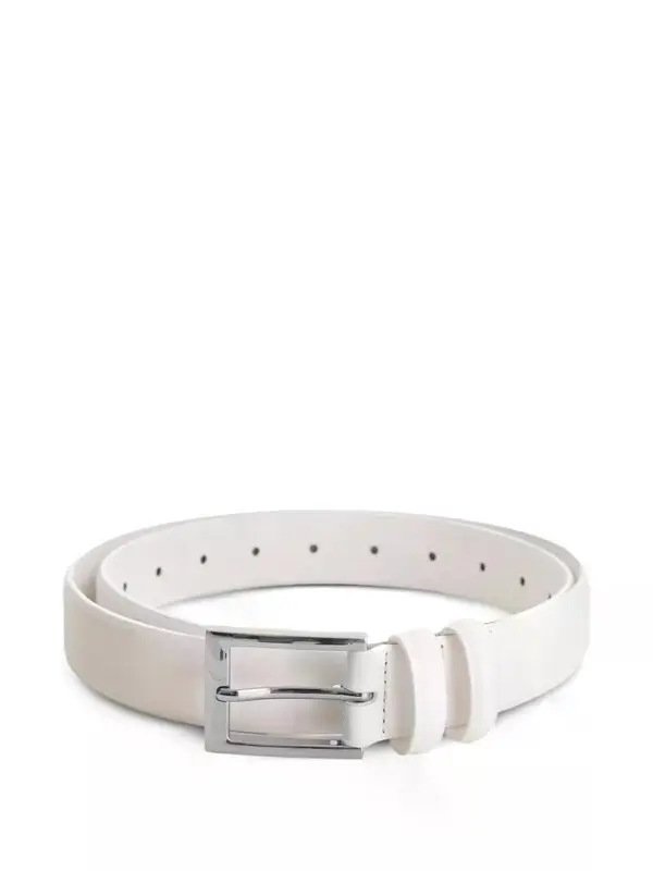 VESTIAIRE D'UN OISEAU LIBRE Square-buckle Leather Belt - White