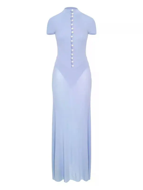 MANURI Pearl-embellished Maxi Dress - Blue