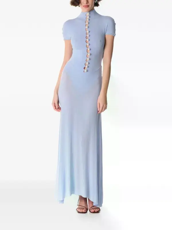 MANURI Pearl-embellished Maxi Dress - Blue