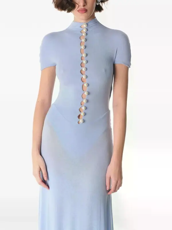MANURI Pearl-embellished Maxi Dress - Blue