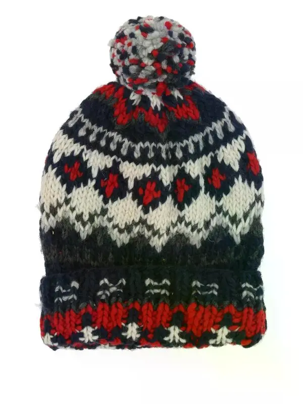 CHAMULA Fair Isle-pattern Pom-pom Beanie - Blue