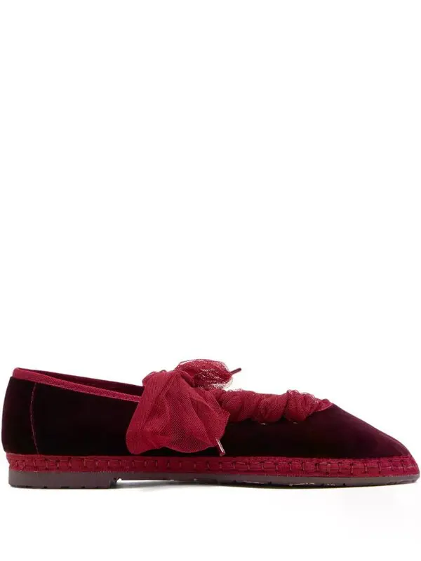 FLABELUS Ginevra Tulle Bow Espadrilles - Red