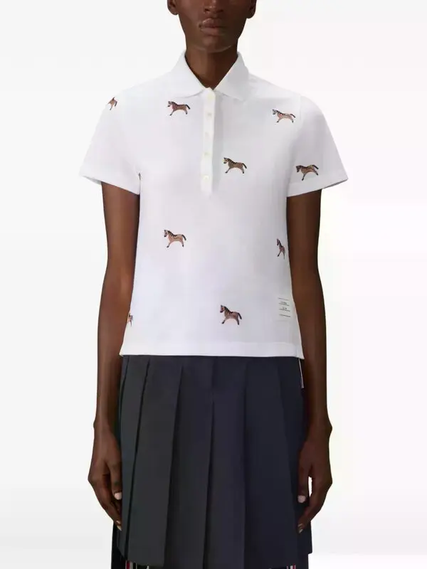 Thom Browne Horse-embroidered Polo Shirt