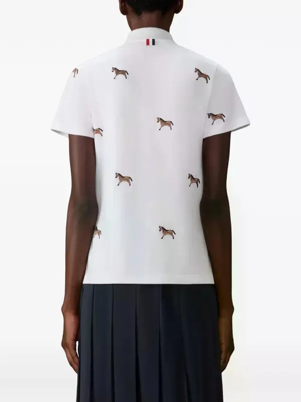 Thom Browne Horse-embroidered Polo Shirt