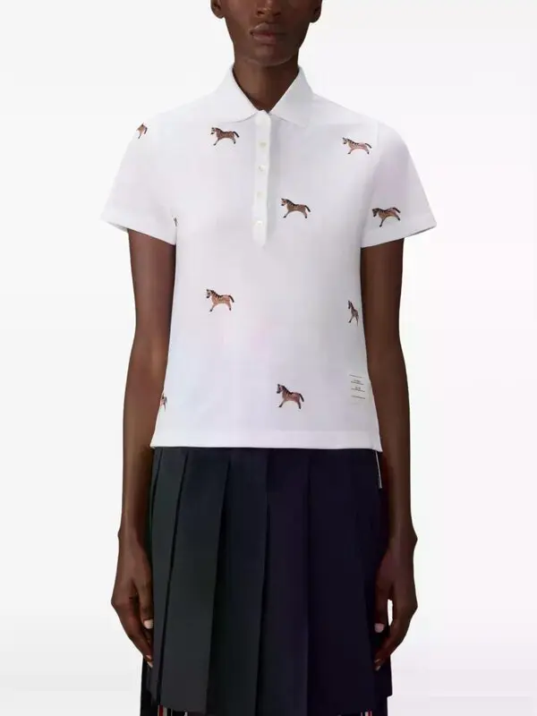 Thom Browne Horse-embroidered Polo Shirt