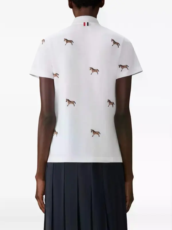 Thom Browne Horse-embroidered Polo Shirt