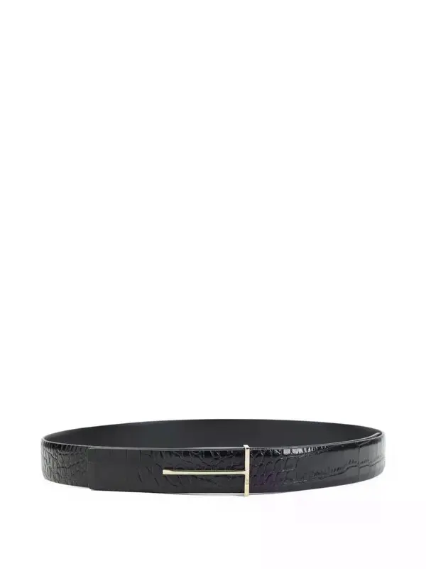 TOM FORD Crocodile-effect Metal Belt - Black