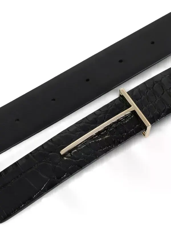 TOM FORD Crocodile-effect Metal Belt
