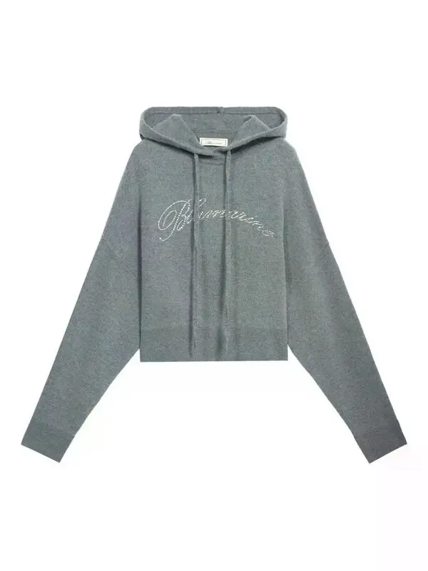 Blumarine Rhinestone-embellished Hoodie - Grey