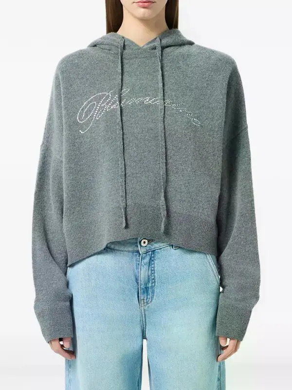 Blumarine Rhinestone-embellished Hoodie - Grey