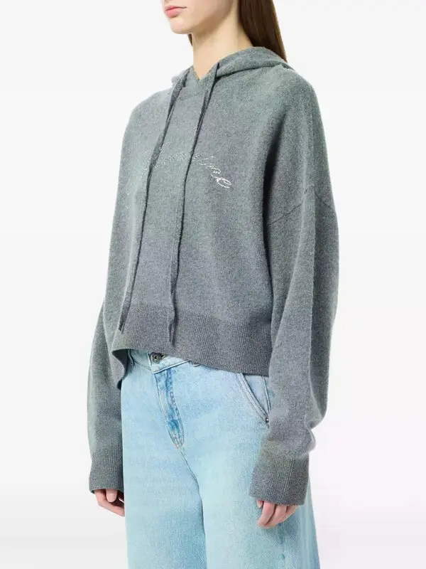 Blumarine Rhinestone-embellished Hoodie - Grey