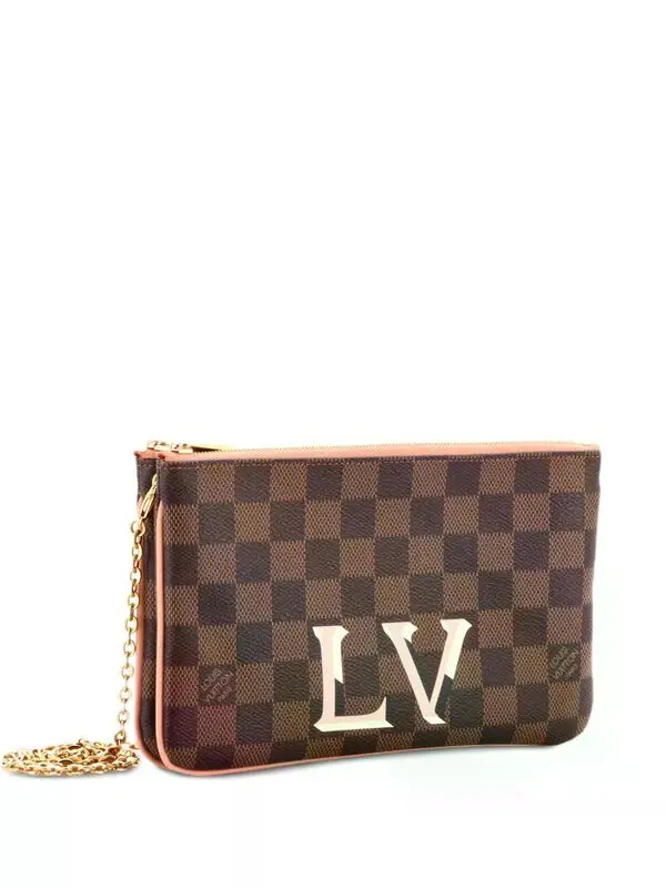 LOUIS VUITTON Double Zip Pochette Damier Clutch