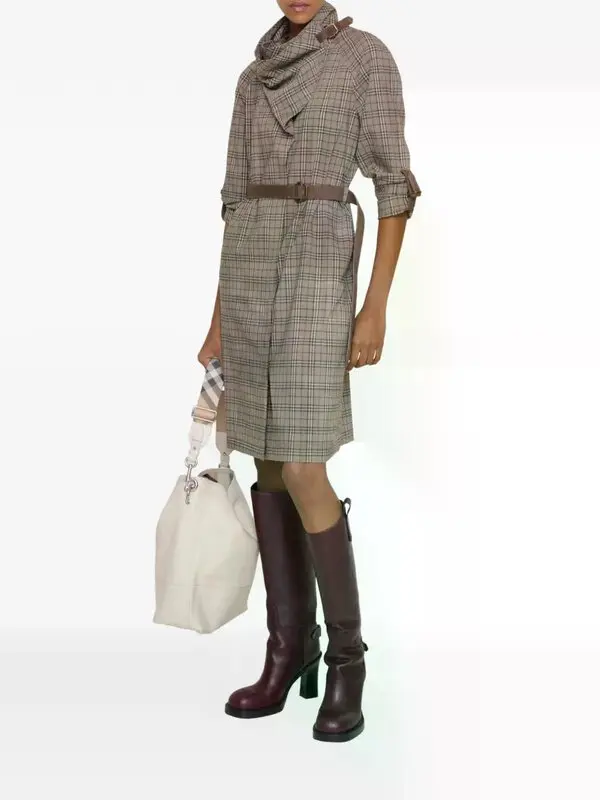 Burberry Checked Scarf-collar Mini Dress