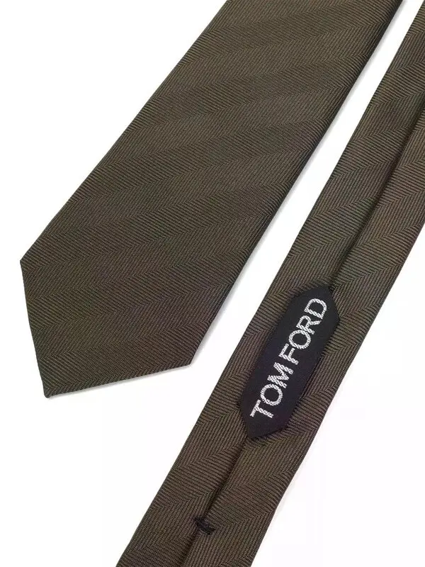 TOM FORD Herringbone Silk Neck Tie - Brown