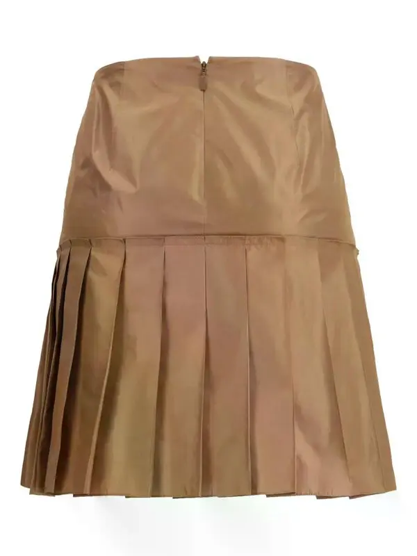 Fendi Pleated Silk Taffeta Mini Skirt - Brown