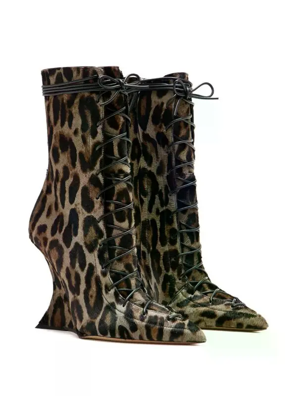 Paris Texas Leopard Print Lace-up Boots