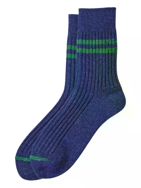 ROTOTO Striped Ribbed Socks - Blue