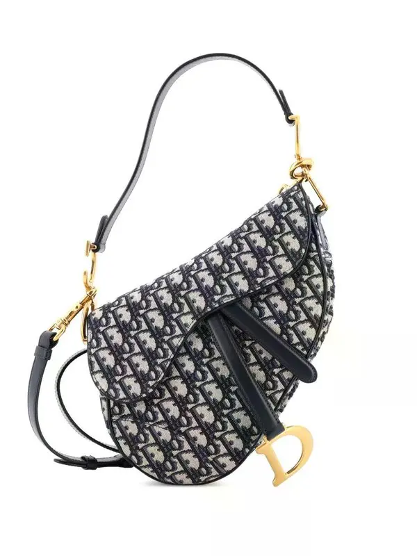Dior Saddle Handbag With Strap Oblique Canvas Medium Shoulder Bag - Blue