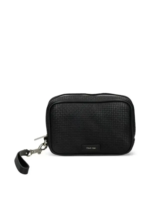 Calvin Klein Textured Wristlet Wash Bag - Black