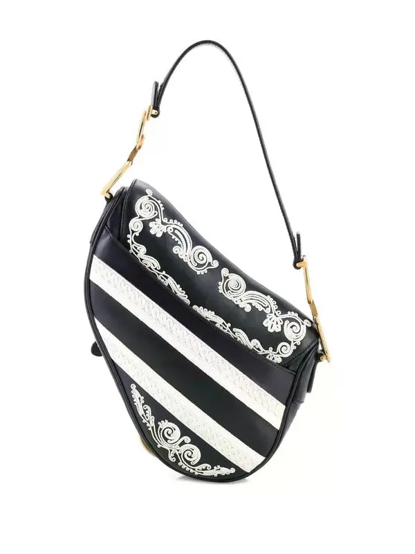 Dior Saddle Handbag Embroidered Calfskin Medium - Blue