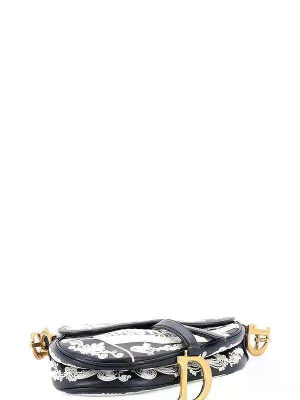 Dior Saddle Handbag Embroidered Calfskin Medium - Blue