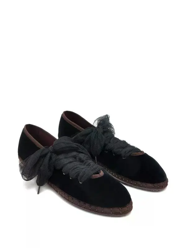 FLABELUS Ginevra Tulle Ribbon Espadrilles - Black