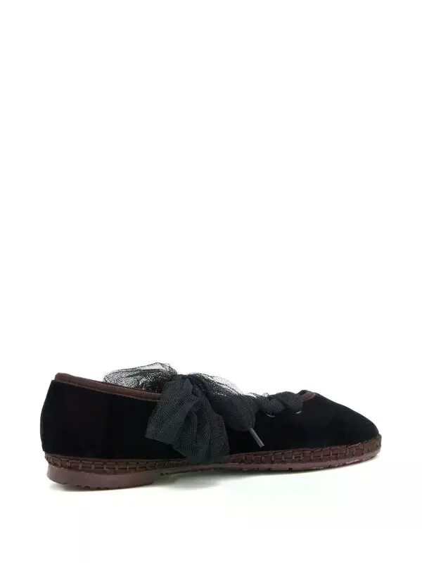 FLABELUS Ginevra Tulle Ribbon Espadrilles - Black