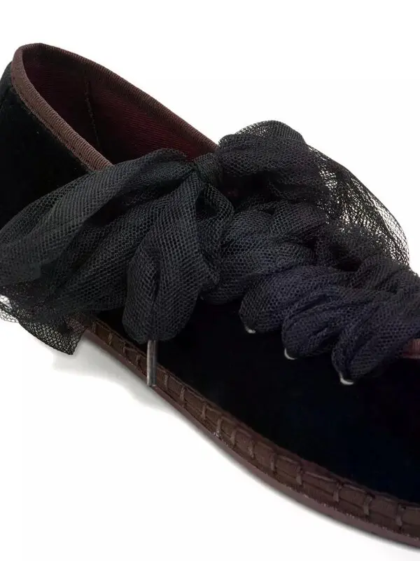 FLABELUS Ginevra Tulle Ribbon Espadrilles - Black