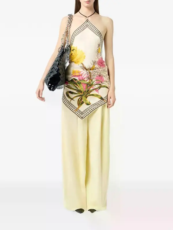 Blumarine Floral-print Sleeveless Top - Neutrals