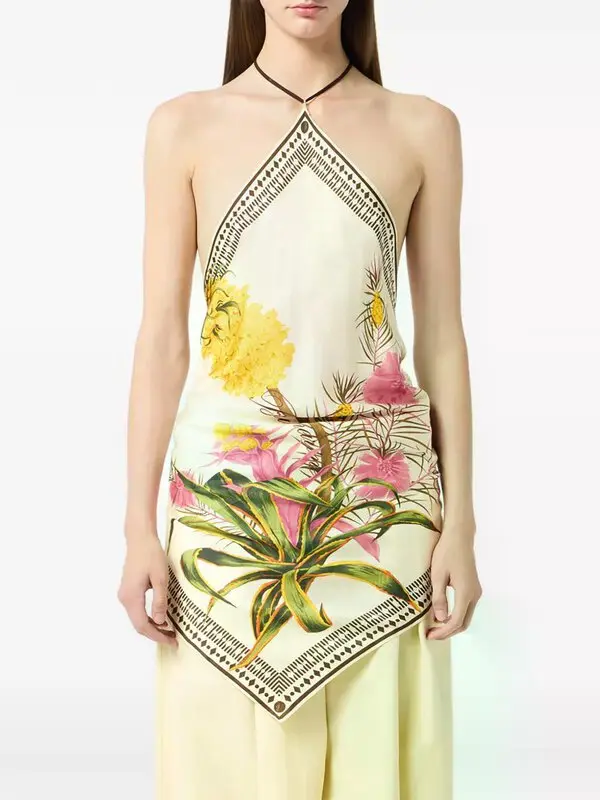 Blumarine Floral-print Sleeveless Top - Neutrals