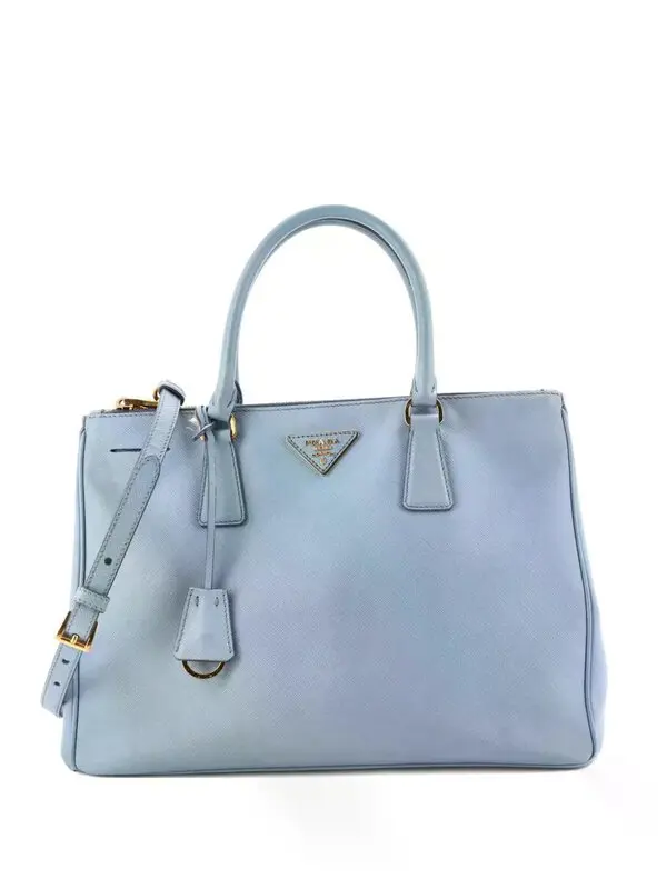 Prada Double Zip Lux Saffiano Leather Medium Tote - Blue