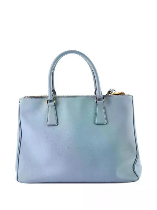 Prada Double Zip Lux Saffiano Leather Medium Tote - Blue