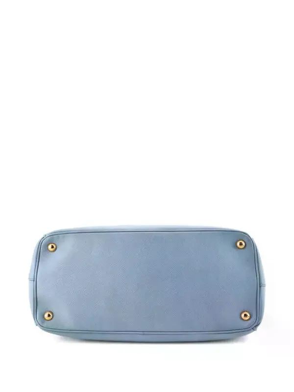 Prada Double Zip Lux Saffiano Leather Medium Tote - Blue
