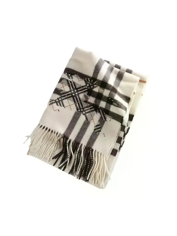 Burberry Check-pattern Fringed Scarf