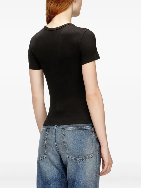 DIESEL® Logo Ribbed Cotton T-shirt - Black