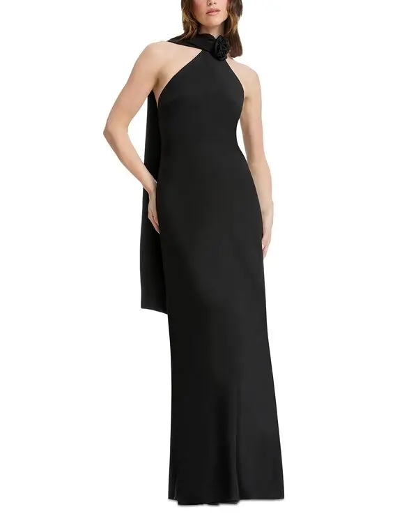 Dress The Population Halter Mock Neck Sheath Gown