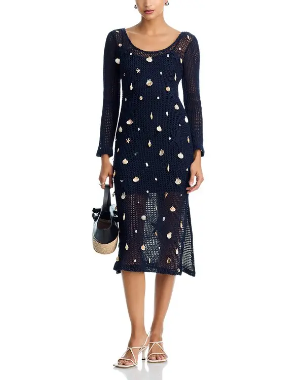 Aqua Treasure Crocheted Midi Dress