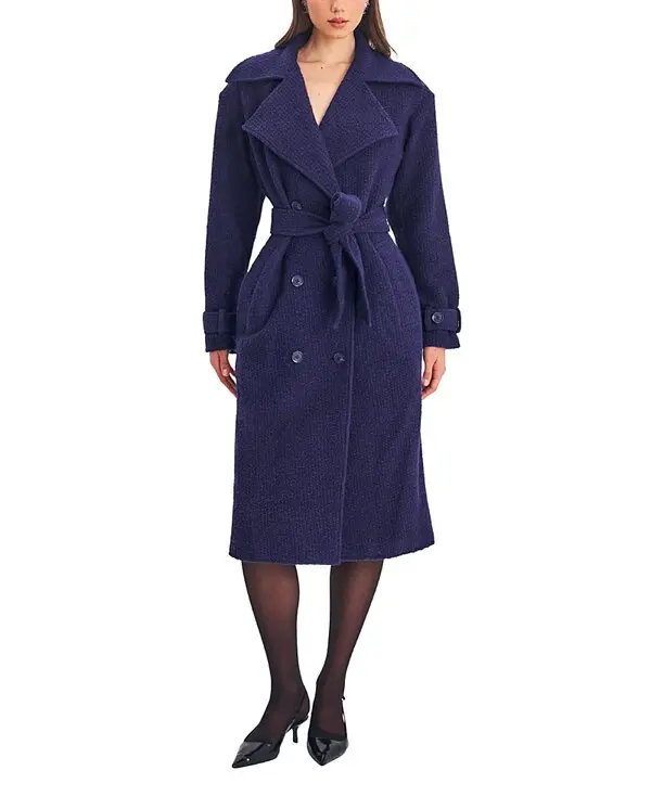 MISS CIRCLE NEW YORK Jaelyn Wool-blend Boucle Coat - Midnight Blue