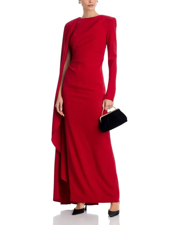 Rachel Gilbert Dion Cape Gown - Wine