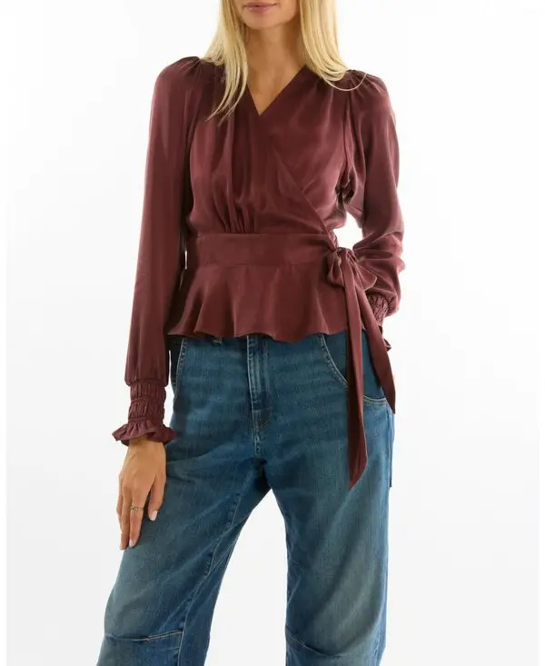 SECRET PON-PON Hailey Wrap Blouse - Mulberry