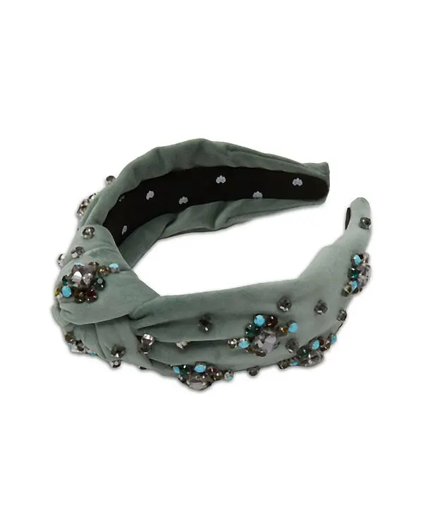 Lele Sadoughi Knotted Twinkle Crystal Headband - Sage
