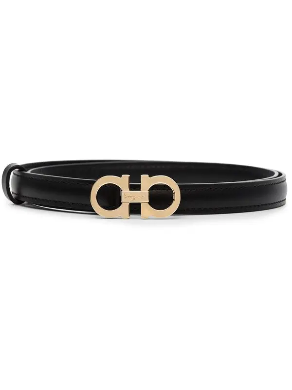 FERRAGAMO Gancini Leather Belt - Black