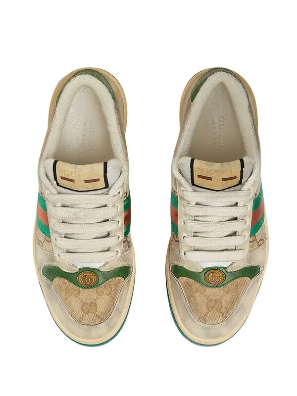 Gucci Screener Leather Sneakers - Beige